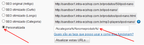 Quais são as tags que posso utilizar nas URLs customizadas e como elas ...